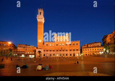 Siena, main square lit at night, Italy| Stock Photo - Alamy