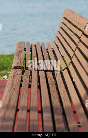 Benches in park near ocean Stock Photo - Alamy