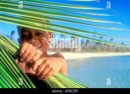 Fiji Islands, Fijian native boy and girl portrait near Bouma National ...