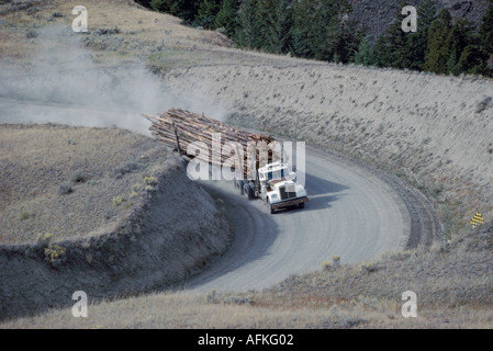 Logging truck on a dusty road Stock Photo - Alamy