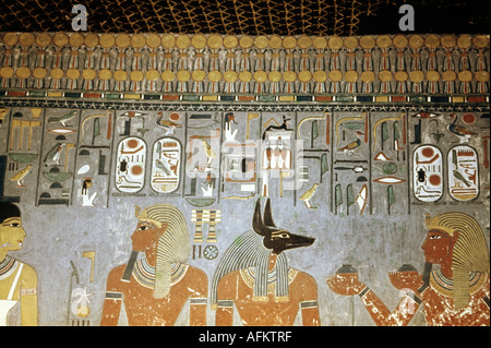 geography/travel, Egypt, religion, god Anubis, mural painting, tomb of ...