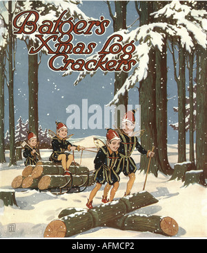 Batger's Christmas cracker box label circa 1925 titled Mistletoe Stock ...
