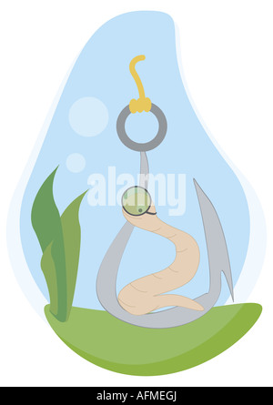 Snake caught in a fishing hook Stock Photo - Alamy