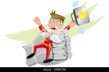 Close-up of a businessman screaming in a robotic arm Stock Photo - Alamy