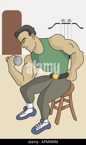 Man working out, illustration Stock Photo - Alamy