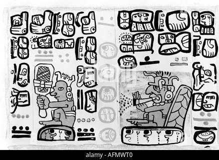 tobacco/smoking, native Americans, smoking Maya priest, engraving 19th ...