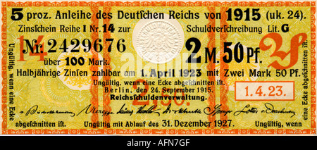 money, bonds, loan of the German Empire, 1918, 2.50 Reichsmark, payable ...