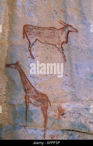 Tsodilo hills, rock paintings of animals, Louvre of desert, isolated ...