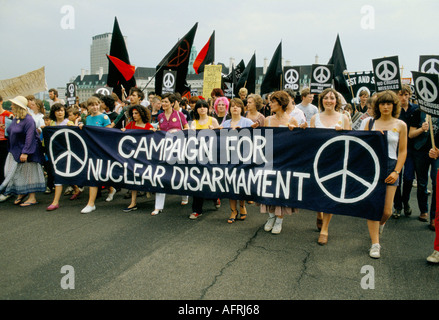 Joan Ruddock MP 1980s UK. CND symbol logo London to Hyde Park 1982 ...