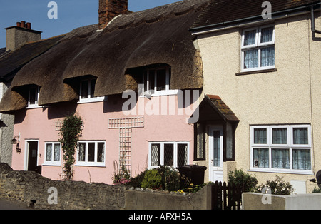 A pink painted thatched cottage in a quiet village Bremhill near ...
