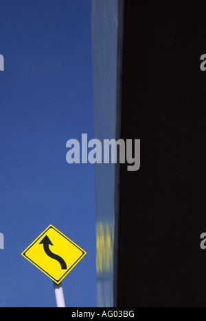 Arrow sign on bendy road, Lake Arrowhead, California, USA Stock Photo ...