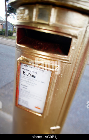 The first post box to be painted gold in Nottinghamshire. It stands ...