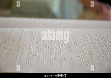 Open book with brail on pages Stock Photo - Alamy