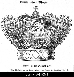 Deutscher Michel, personification of the German nation, caricature ...