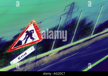 End Of Motorway UK Motorway Sign Signs Stock Photo - Alamy