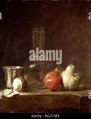 Jean Siméon Chardin - Still Life With Cat and Fish Stock Photo - Alamy