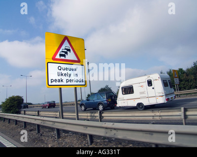 Queues likely road sign on the A303 near Stonehenge in Wiltshire county ...