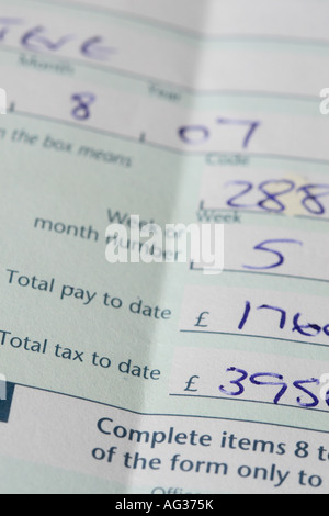 P45 HMRC employment certificate details Stock Photo - Alamy