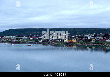 View of Vardo Norway from a ferry Stock Photo - Alamy