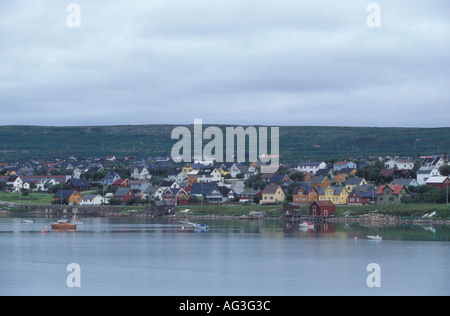 View of Vardo Norway from a ferry Stock Photo - Alamy
