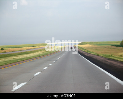 Wide open grasslands with a road in the middle with isolated tree in ...