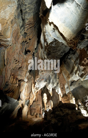 Cox s Cave with stalagmites and stalagtites in limestone Cheddar Gorge ...