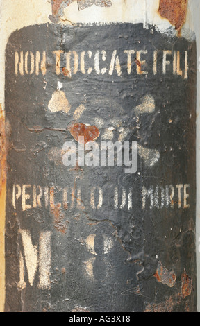 Italian warning danger sign Stock Photo - Alamy