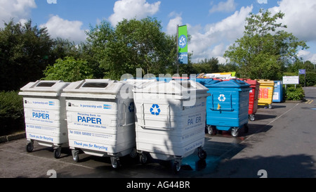 Recycling bins at a Tesco Supermarket Stock Photo - Alamy