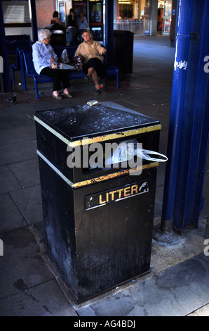 Bus public transport stop with trash bin and a board with a symbol ...