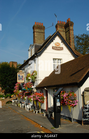 Exterior of Greyhound Inn pub in the rural market town of Usk ...