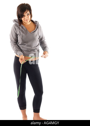 Woman Measuring Waist Model Released Stock Photo - Alamy