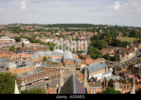 an aerial view of central Worcester showing shopping centre Stock Photo ...