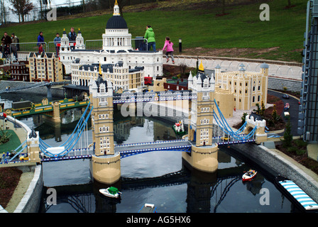 Lego model of Tower Bridge and Thames river with London cityscape at ...