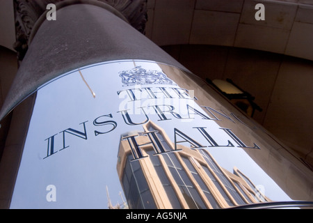 The Insurance Hall with brass name plate sign Aldermanbury EC2 London ...