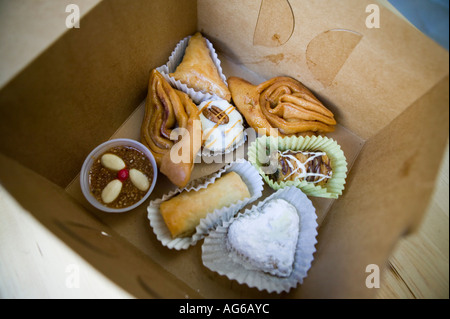 MIddle Eastern pastry in a cardboard box July 2006 Stock Photo - Alamy