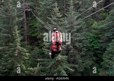 Zip line tour Juneau Alaska Stock Photo - Alamy