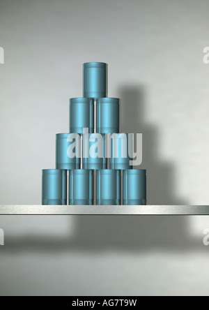 pyramid of metal cans to make a game Stock Photo - Alamy