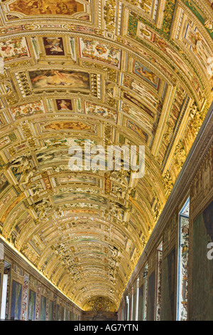Vatican Museum Map Room Inside Ornate Sculptured Ceiling Rome, Italy Stock Photo - Alamy