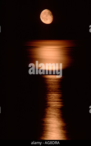 Moon over the sea at night, Denmark Stock Photo - Alamy