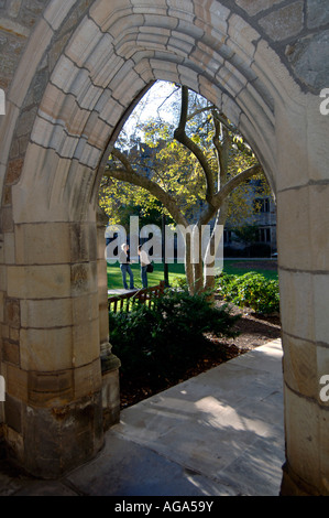 Yale University, Davenport Residential college. Panoramic made of three ...