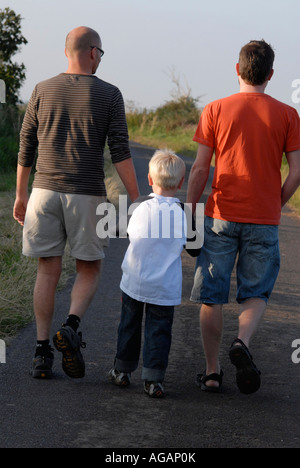 Two gay men walking down Market Street in downtown Philadelphia, PA at ...