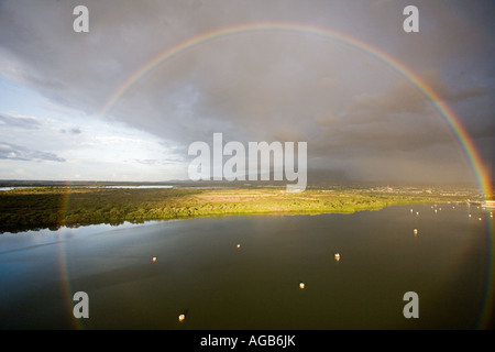 Circular rainbow from helicopter Pearl Harbor Oahu Hawaii Stock Photo ...