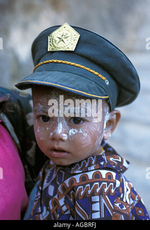 Myanmar, Bagan, Boy with thanaka cream on face Stock Photo - Alamy