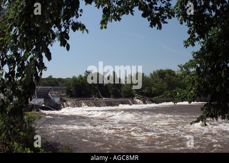 Sturgis Falls (dam spillway) on the Cedar River, Cedar Falls, Iowa ...