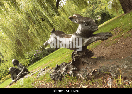 Guildford UK - Alice and The White Rabbit sculpture statue by River Wey ...