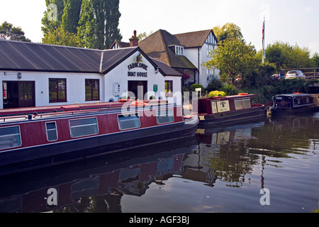 Canal boats at Farncombe boat house Godalming, Surrey England UK Stock ...