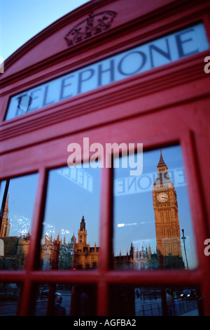 Big Ben reflected in a window, City of Westminster, London, UK, against ...