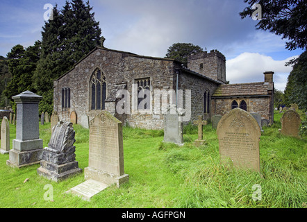 UK, Yorkshire, Wharfedale, Hubberholme, Church of St Michael, carved ...