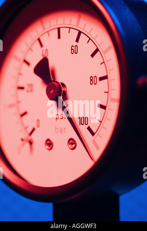 a pressure gauge showing overload Stock Photo - Alamy