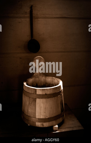 antique water bucket and ladle in an old fashioned school room Stock ...